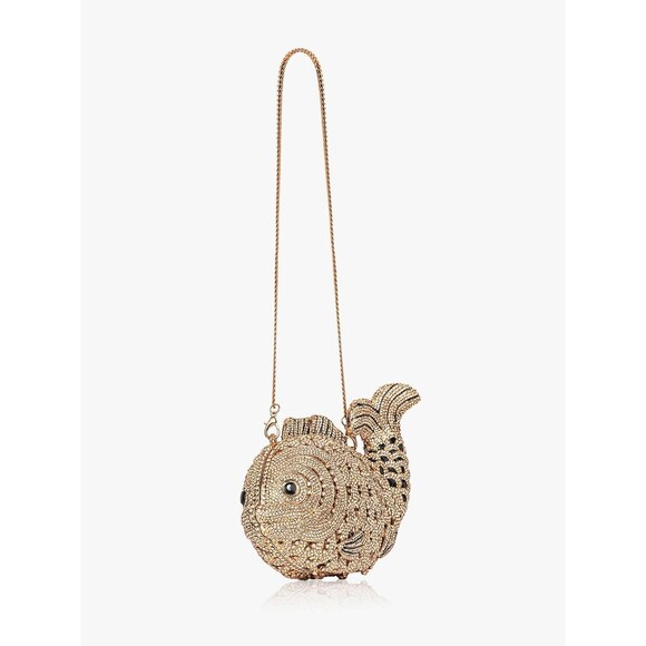 Unbranded | Bags | White Chocolate Gold Rhinestone Studded Fish Clutch ...